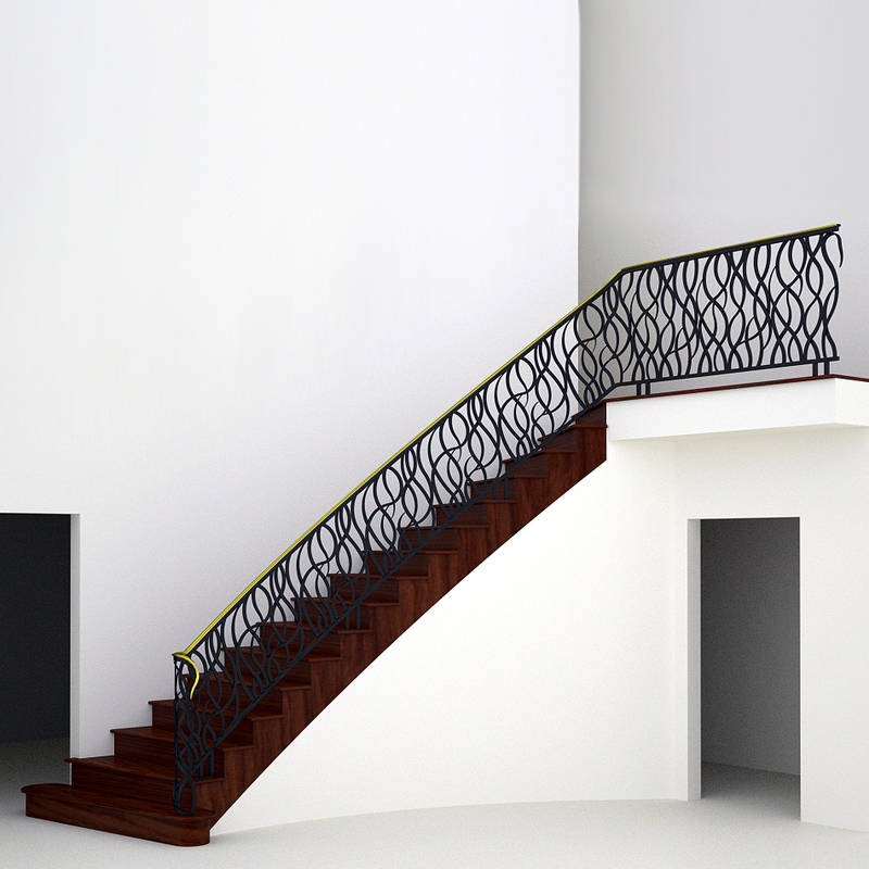 stairs wrought iron railing 3d dxf