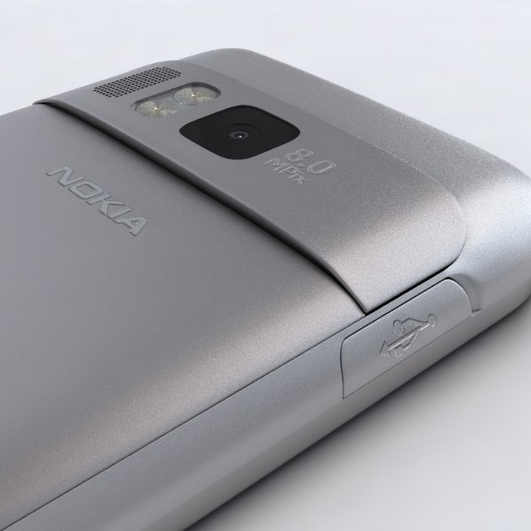 nokia e6-00 silver 3d obj