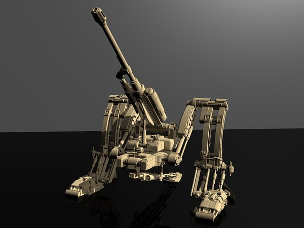 military robot artillery 3d model