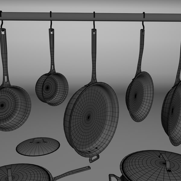 frying pans sauce 3d 3ds