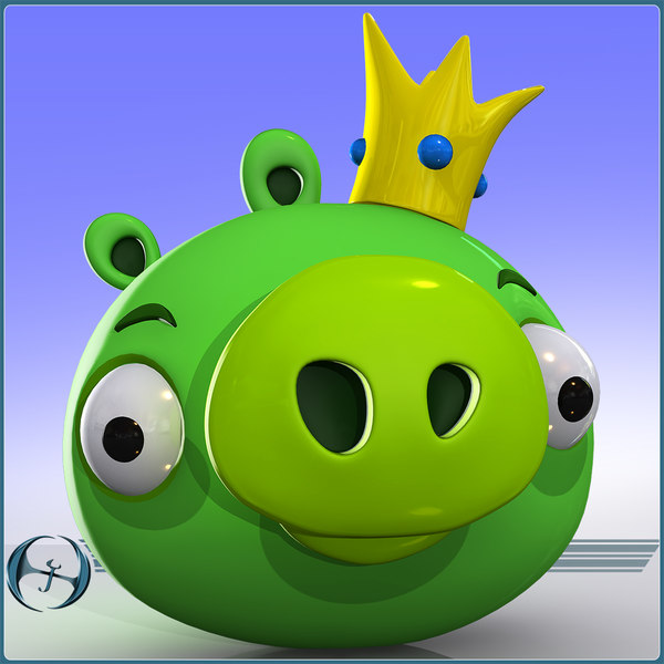 3d model angry pig king character cartoon