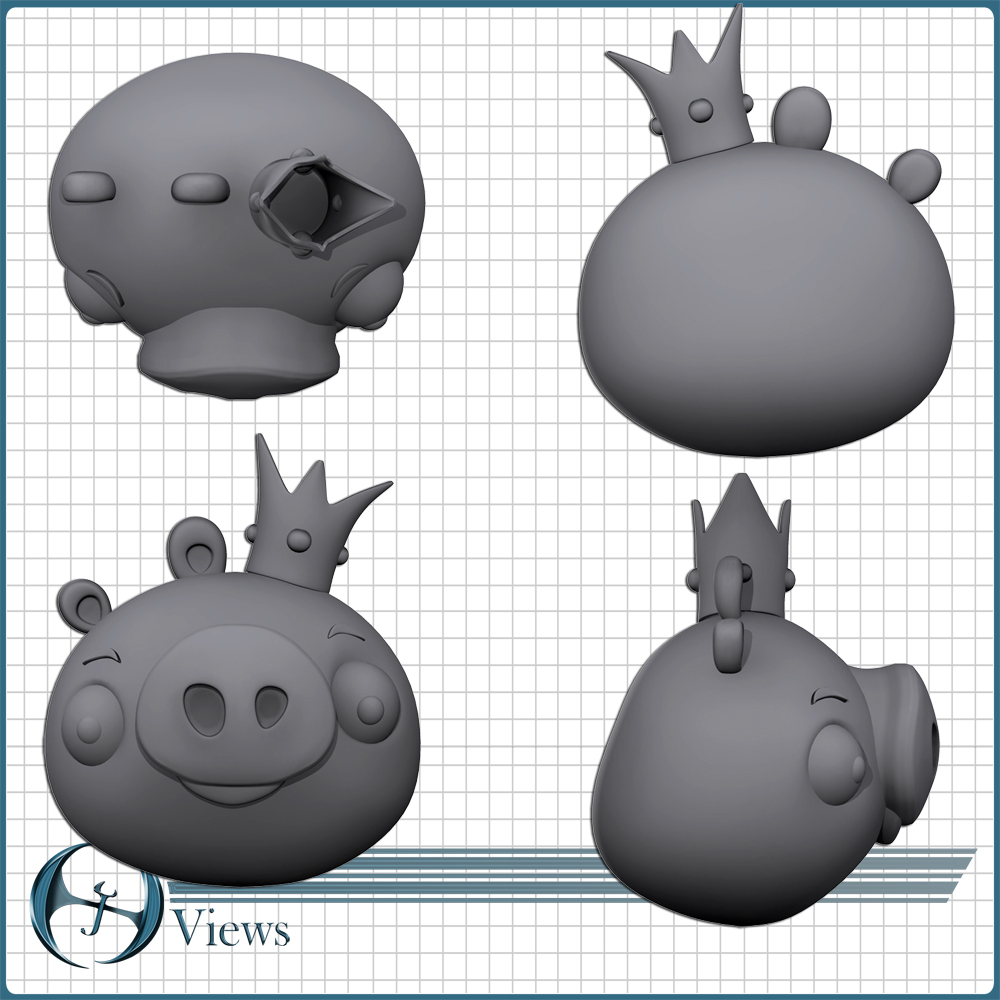 3d model angry pig king character cartoon