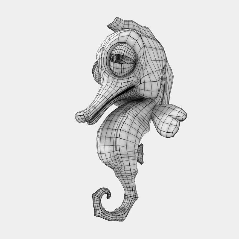 swimming seahorse animation 3d model