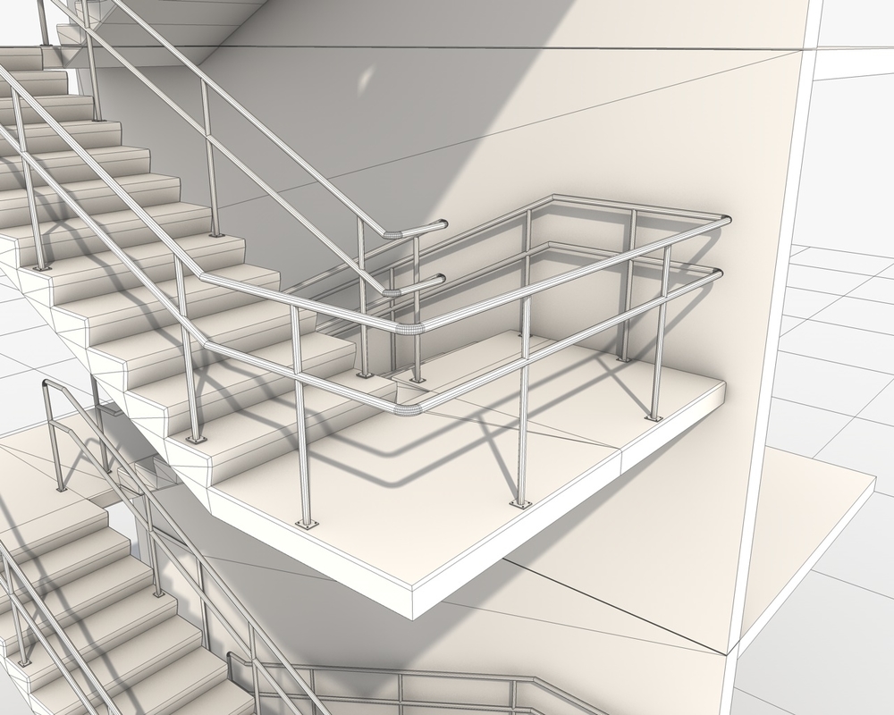 3ds max egress emergency stairs