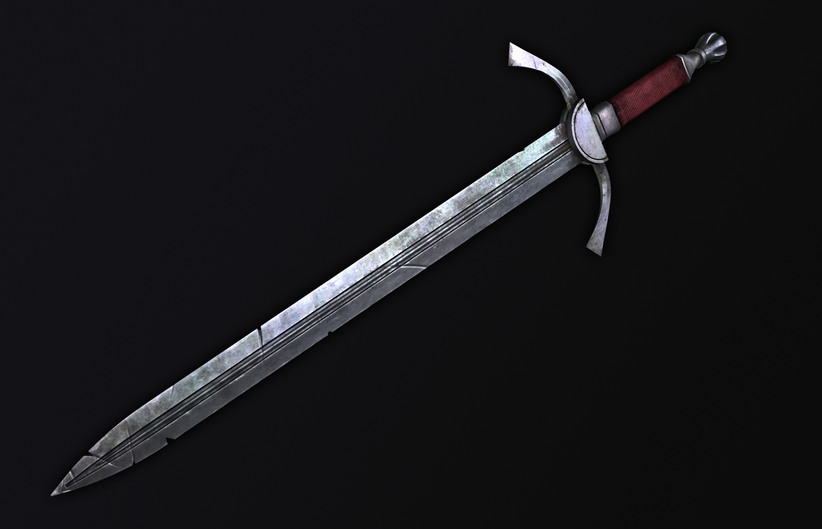 3d worn medieval sword
