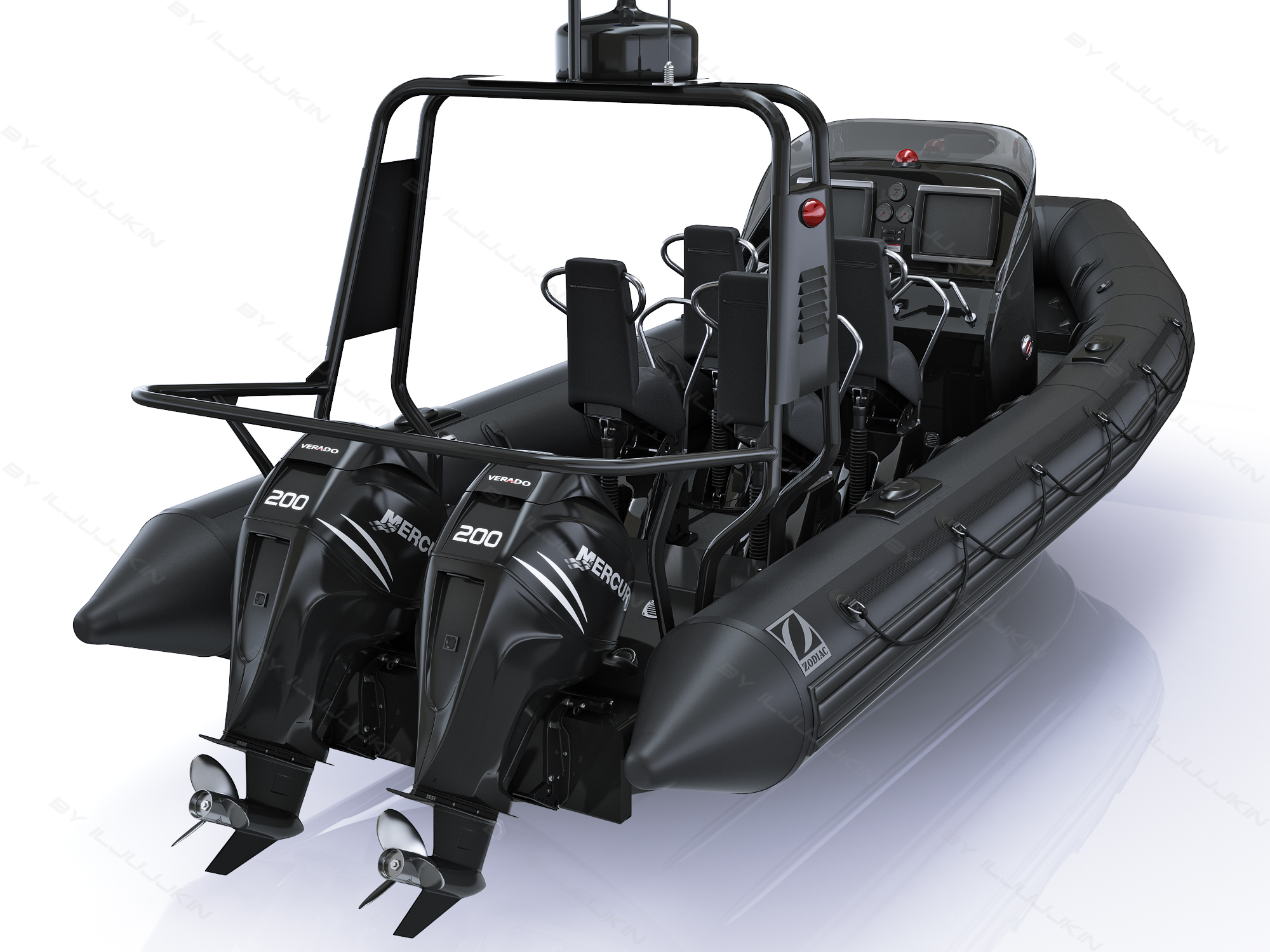 military inflatable boat zodiac 3d model