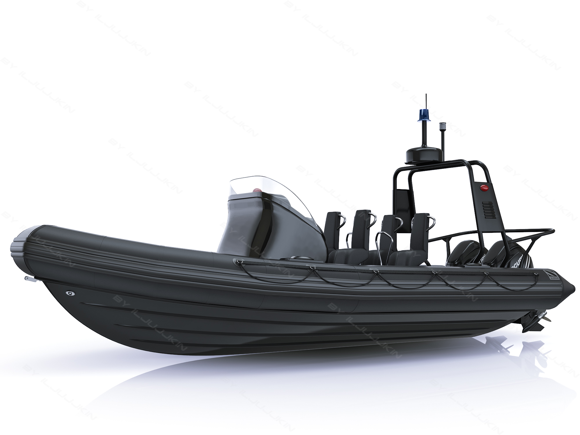 military inflatable boat zodiac 3d model