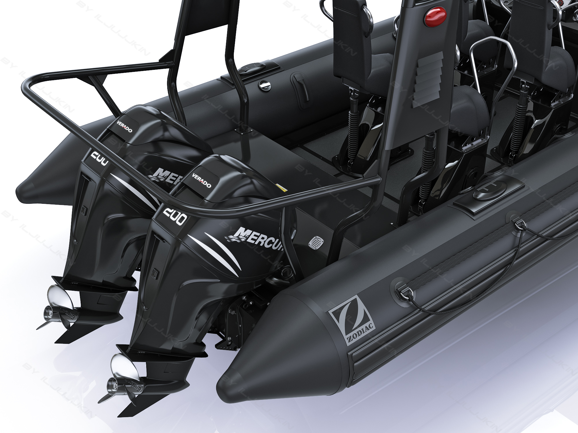 military inflatable boat zodiac 3d model