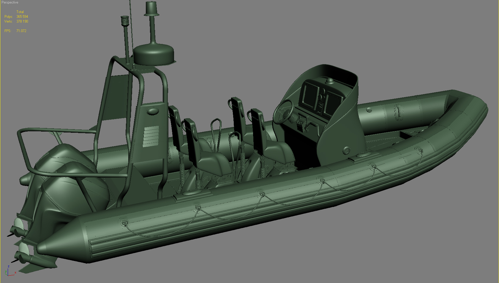 military inflatable boat zodiac 3d model