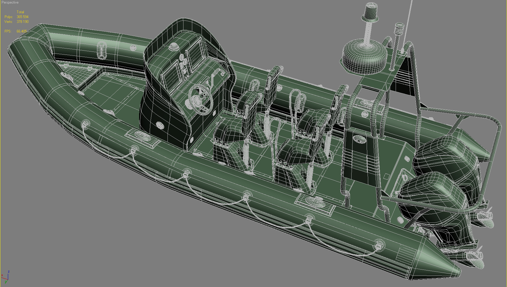 military inflatable boat zodiac 3d model