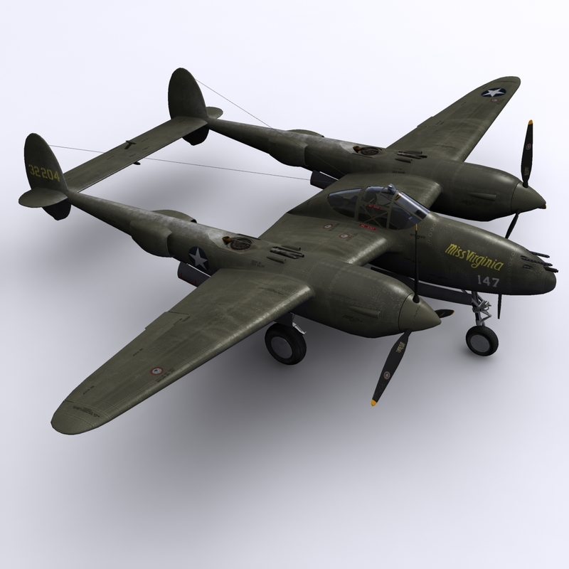 3d model p-38 lightning fighter 1943