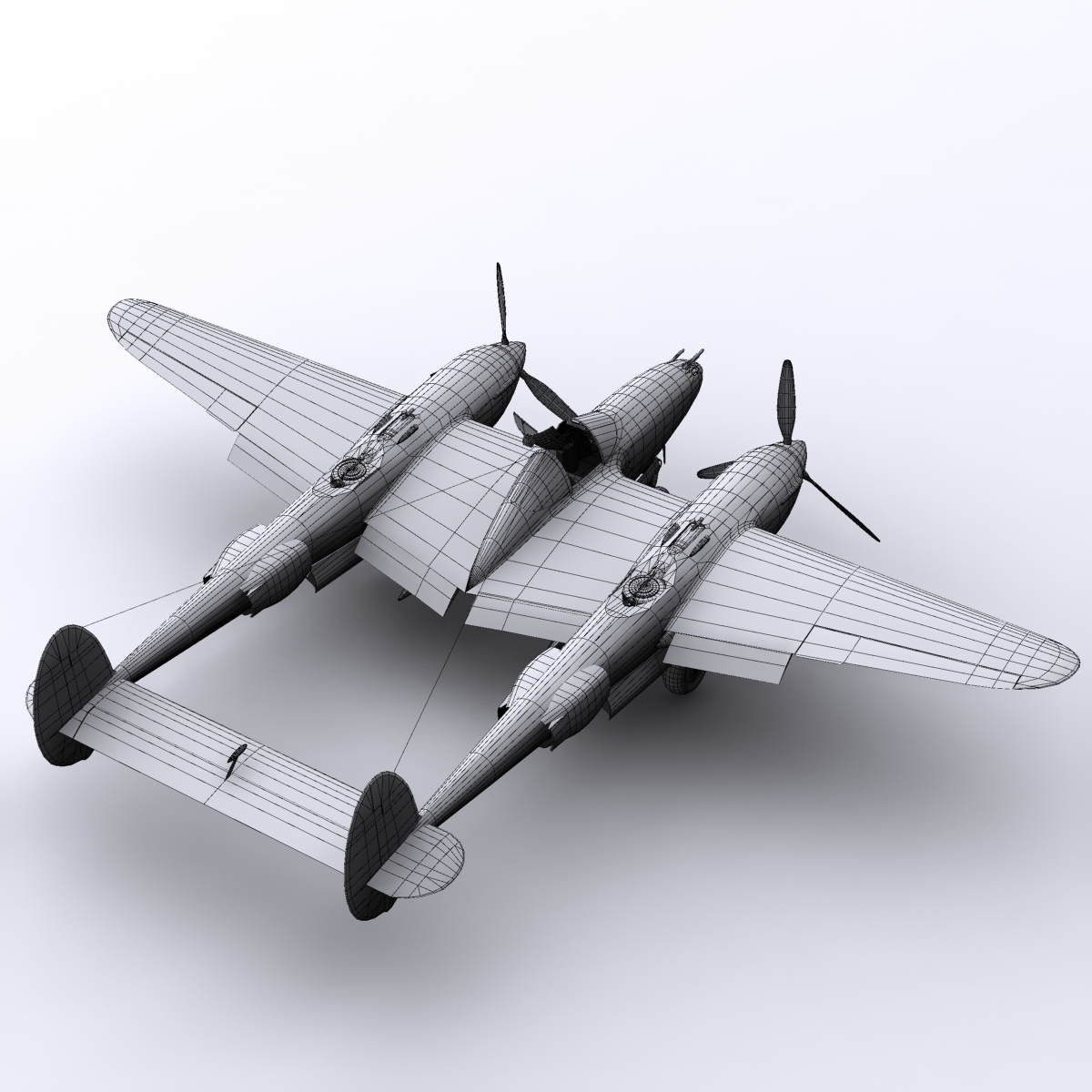 3d model p-38 lightning fighter 1943