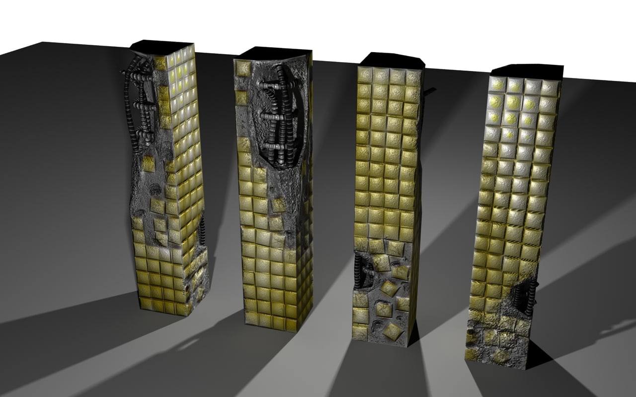 destroyed subway pillar 3d max