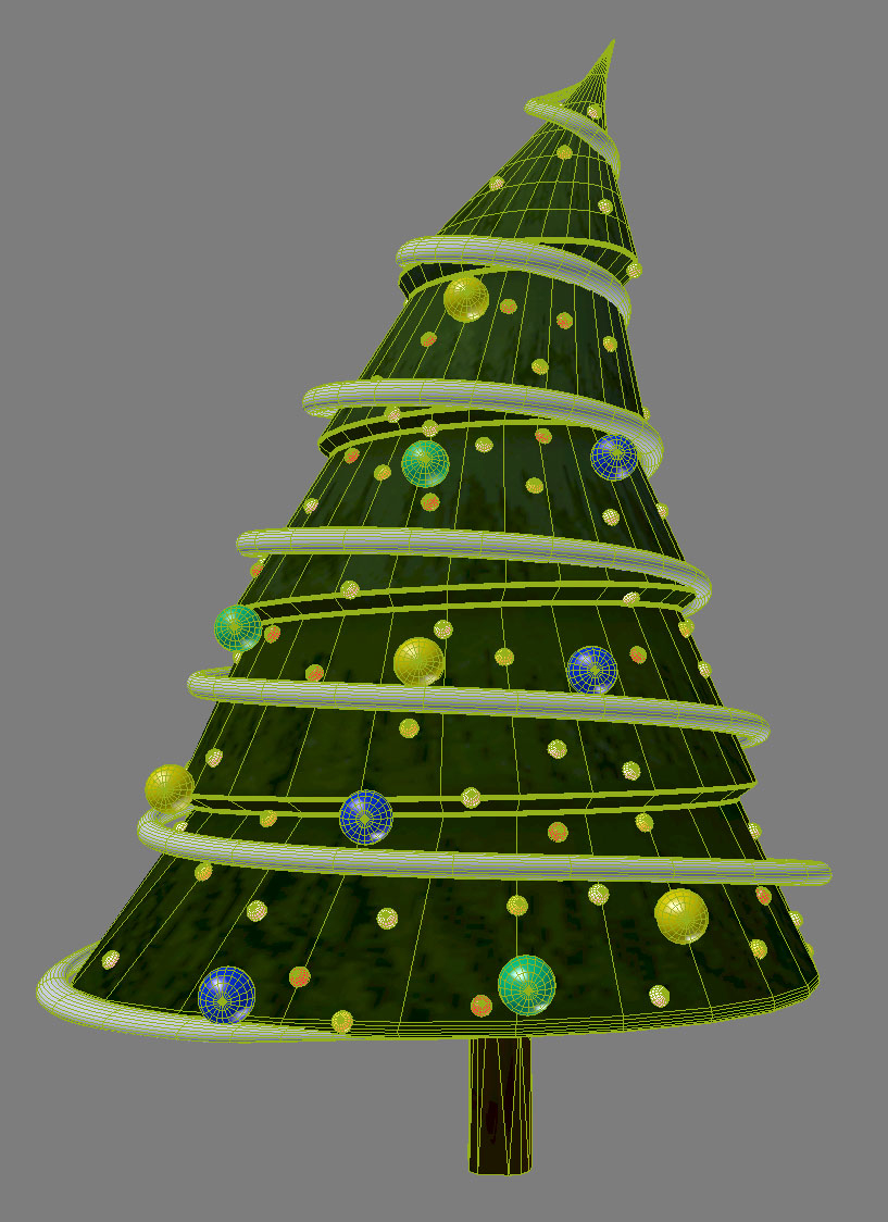 3d illustrative christmas tree comic model