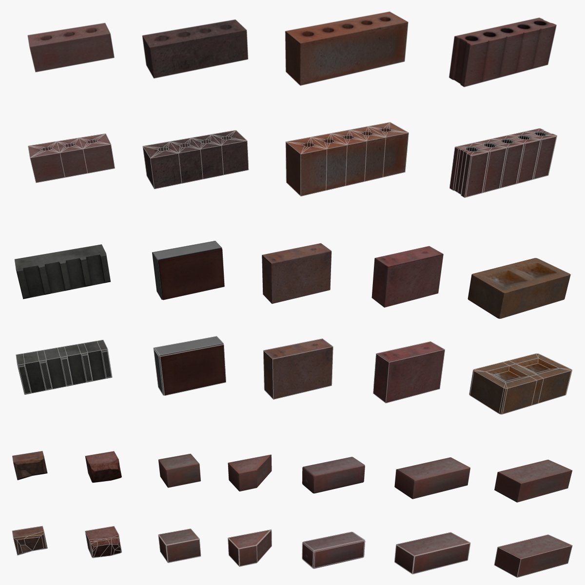 3d brick pack model