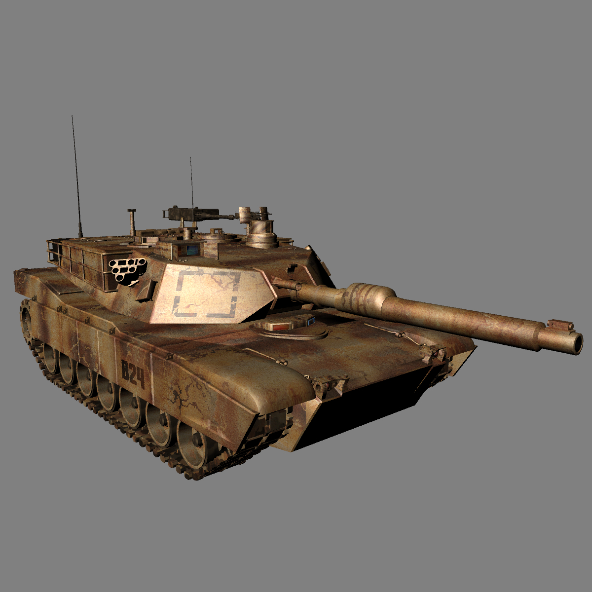 m1-abrams tank gun 3d model