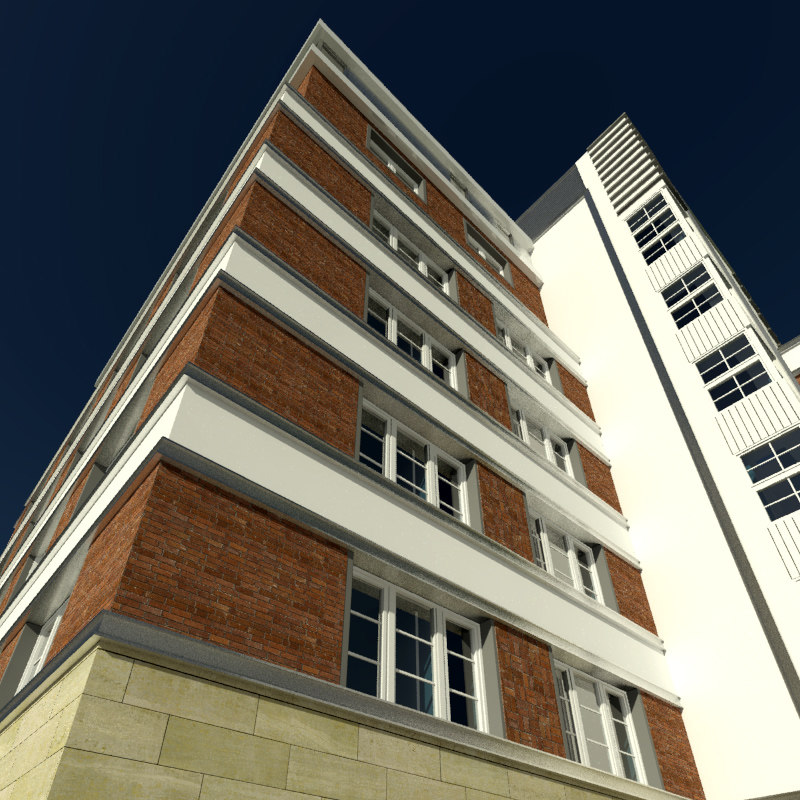 old office building crossroad 3d model