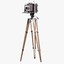 3d model realistic vintage camera tripod