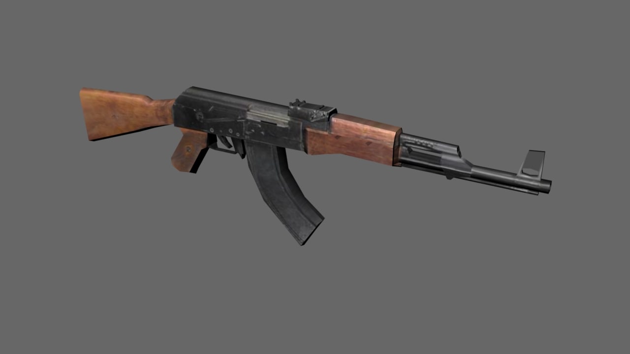 3d low-poly ak-47 assault rifle