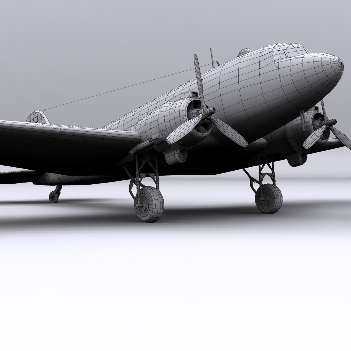 c-47 skytrain dakota transport 3d model