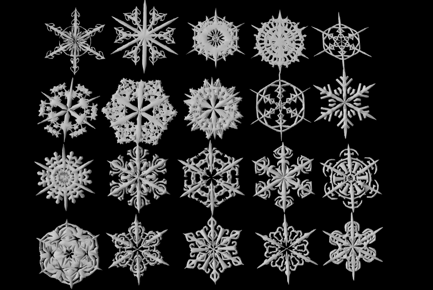 holiday 20 snowflakes 3d dxf