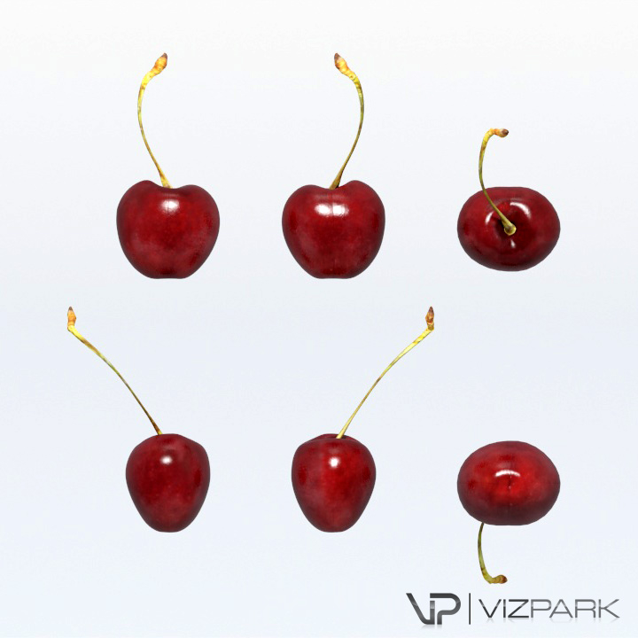 3d model cherries bowls