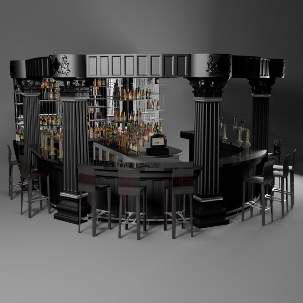 paneled mini bar 3d model