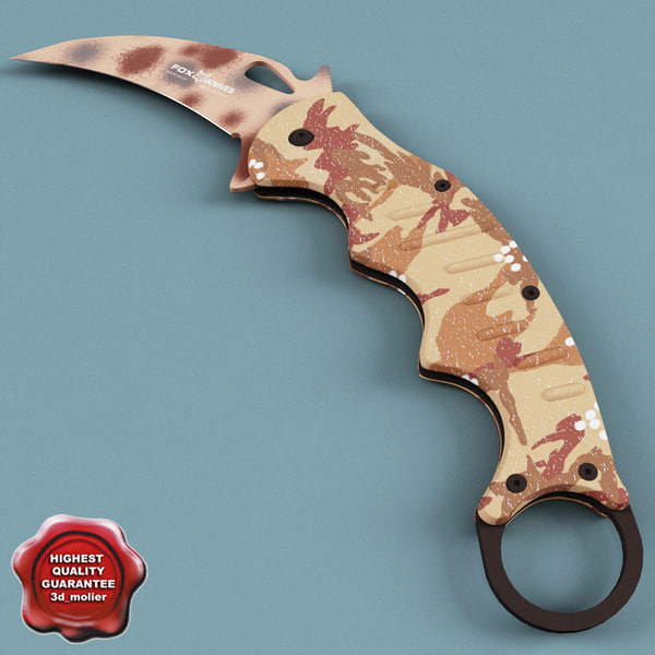 fox karambit camo knife c4d