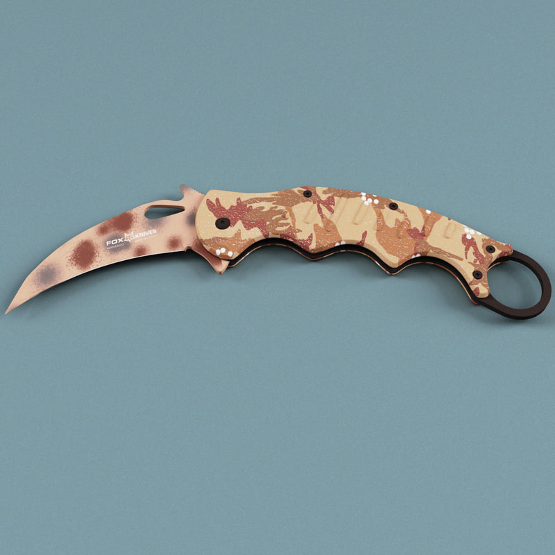 fox karambit camo knife c4d