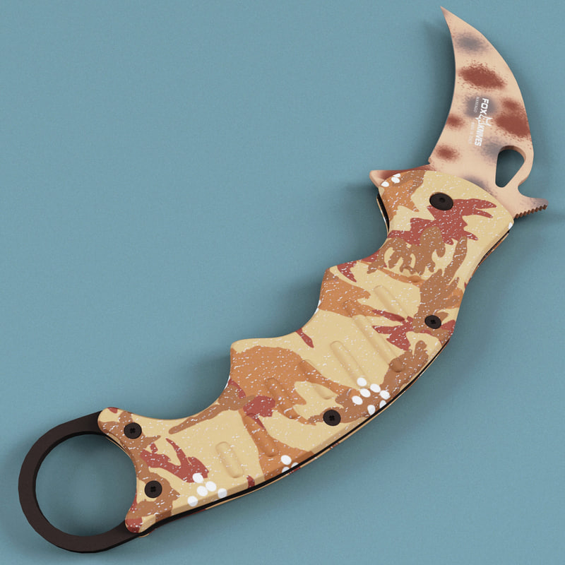 fox karambit camo knife c4d