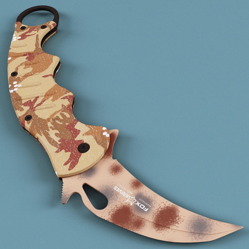 fox karambit camo knife c4d