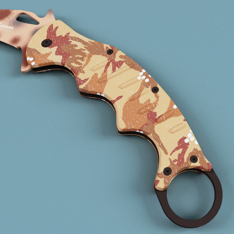fox karambit camo knife c4d