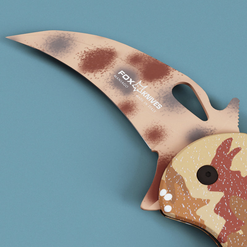 fox karambit camo knife c4d
