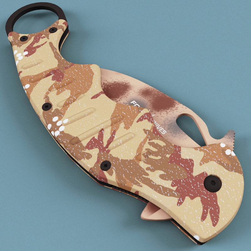 fox karambit camo knife c4d