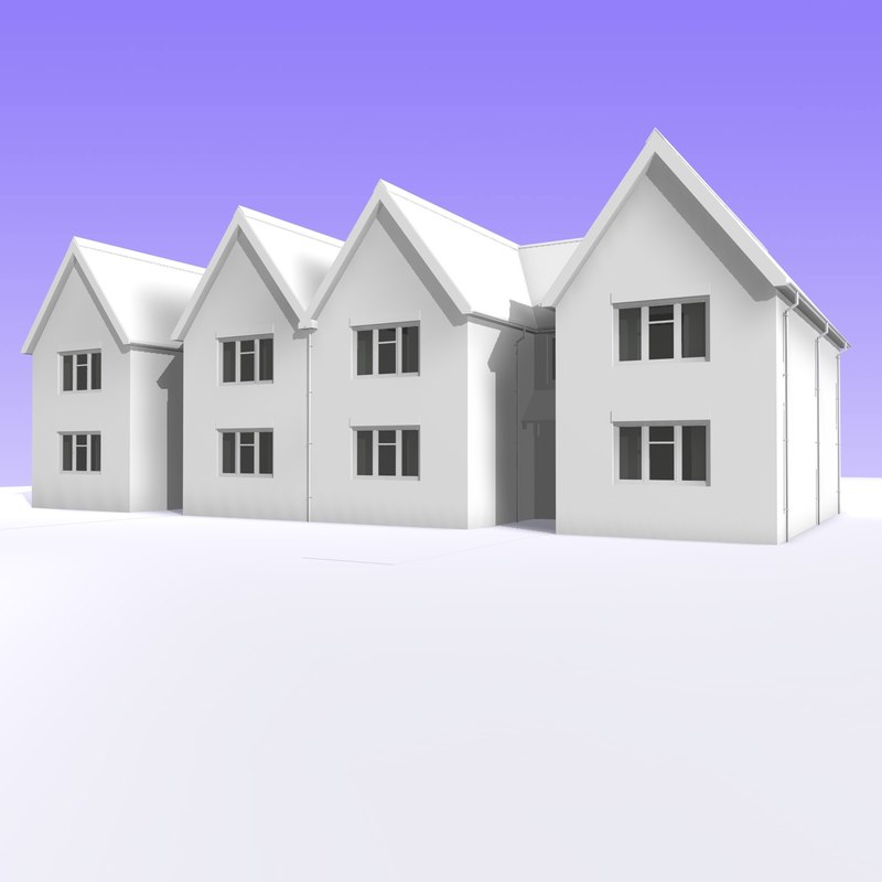 3d british 2 storey semi detached model