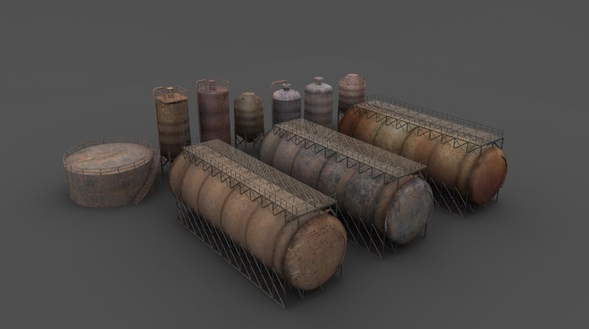 3d rusty tanks model