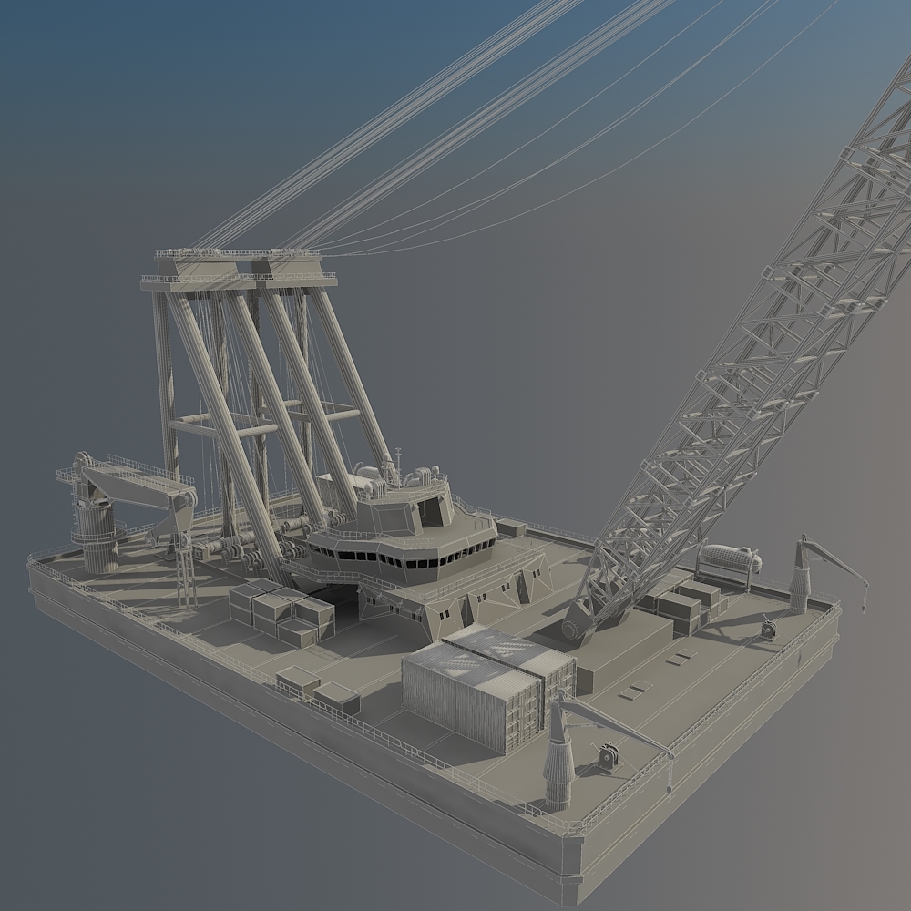 floating crane 3d model