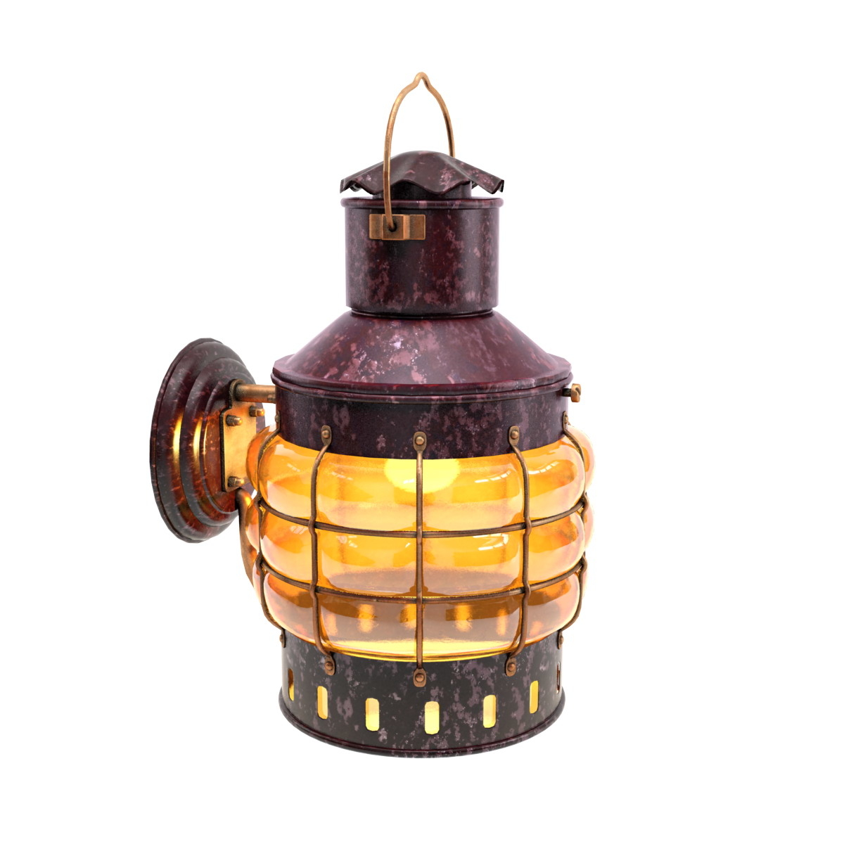 copper ship lantern lights 3d model