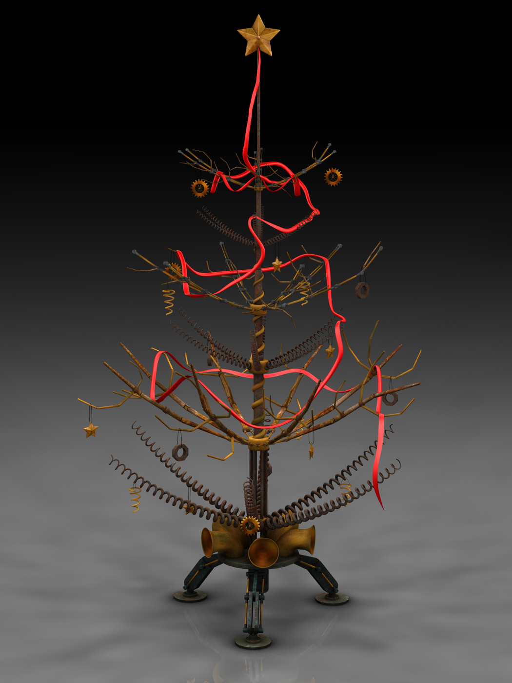 steampunk christmas postapo tree 3d model