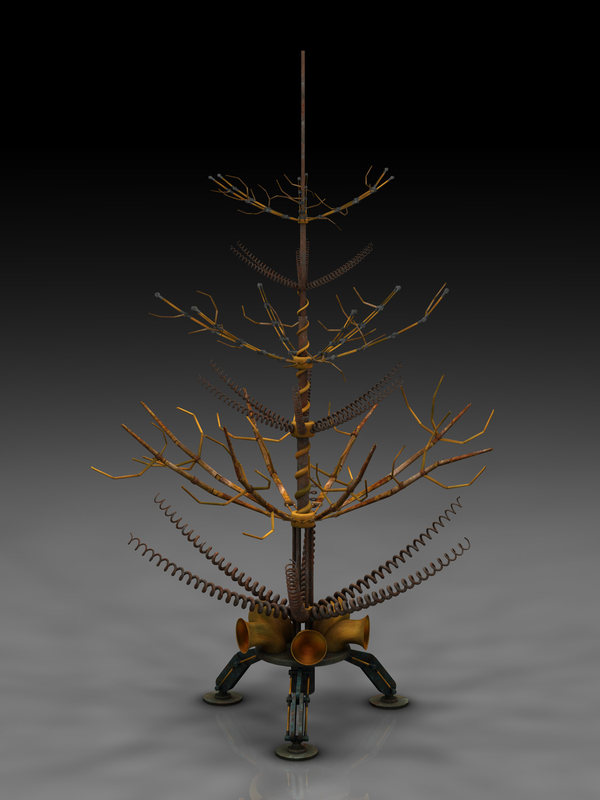 steampunk christmas postapo tree 3d model