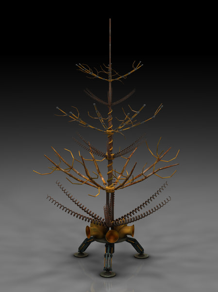steampunk christmas postapo tree 3d model