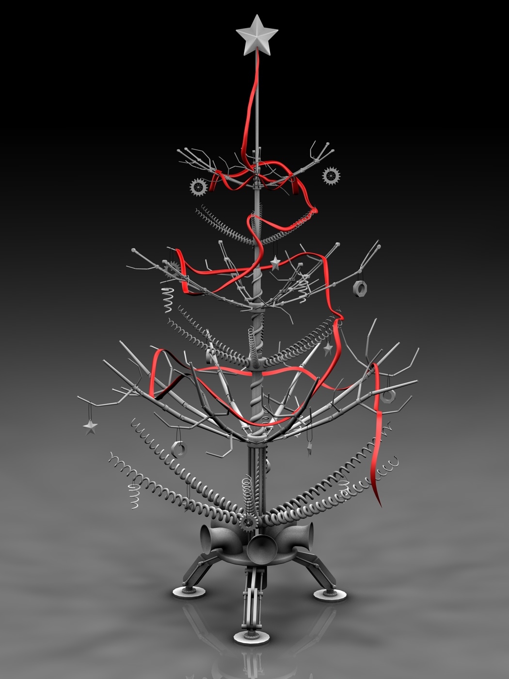 steampunk christmas postapo tree 3d model