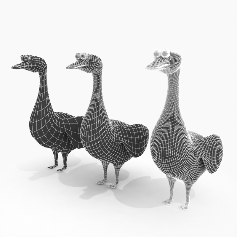 cartoon goose rig 3d obj