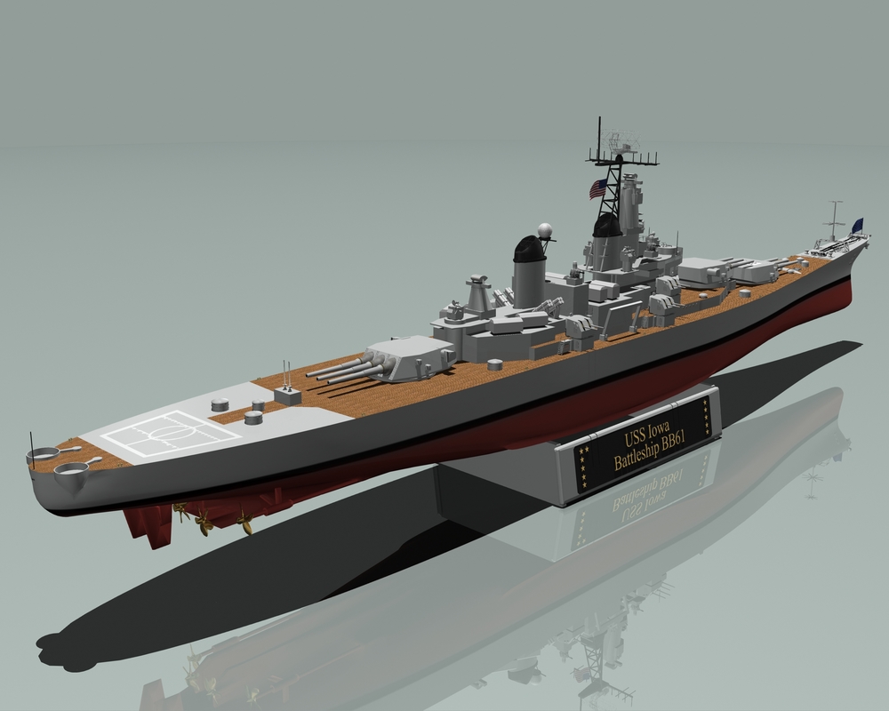 iowa battleships 3d obj