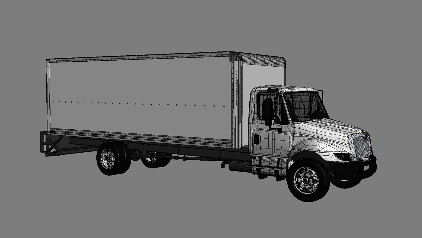 3d box truck international 4300 model