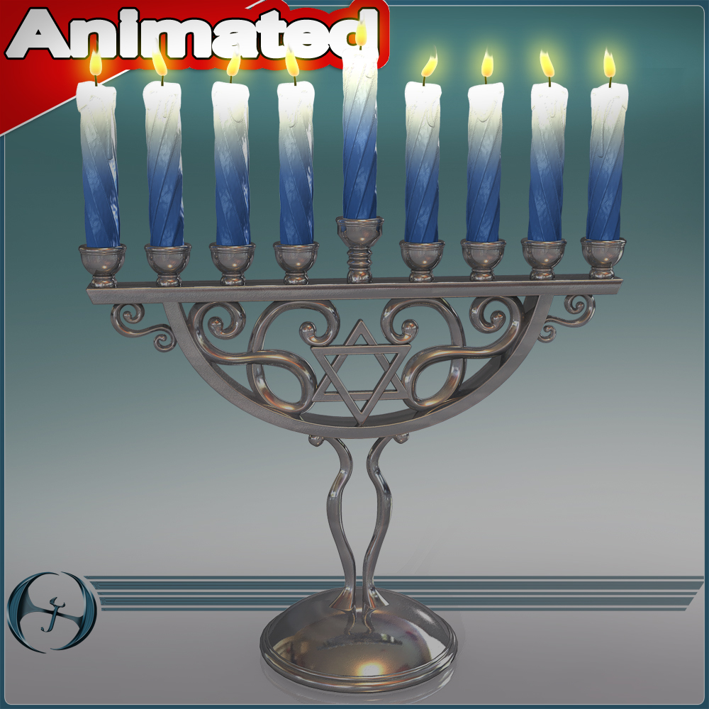 3d model holiday menora candle animation