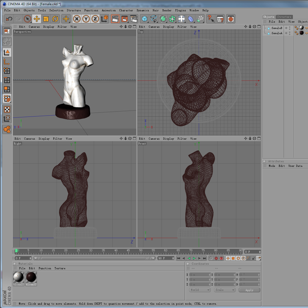 female torso statue 3d model