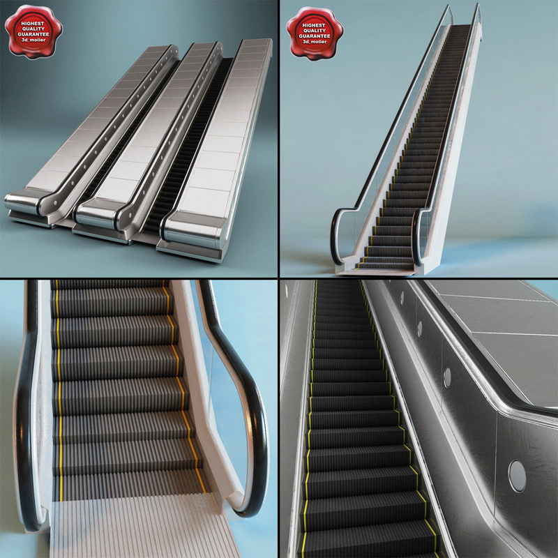 escalators set modelled 3d c4d