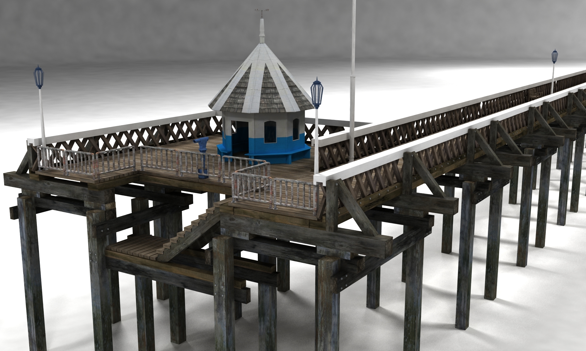 3d wooden pier model