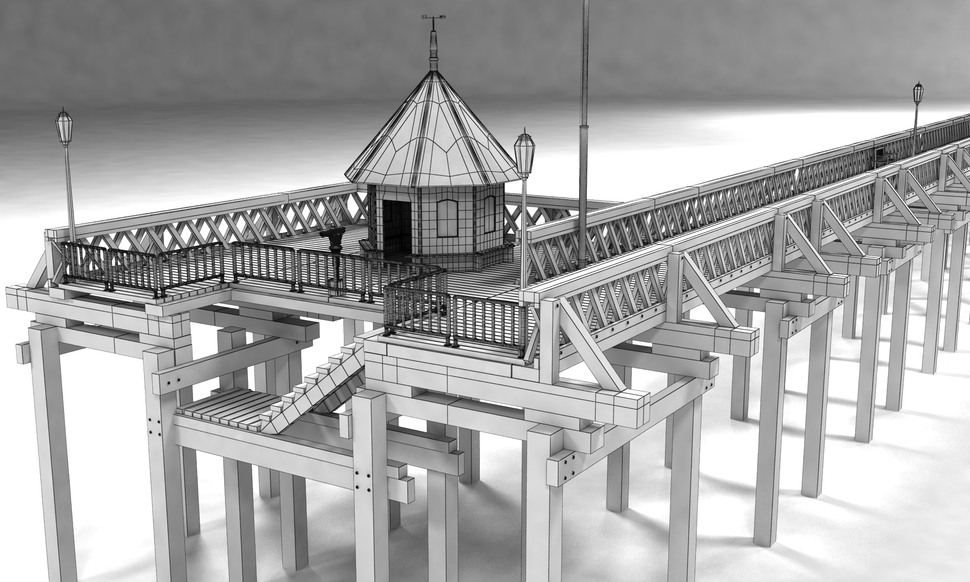 3d wooden pier model